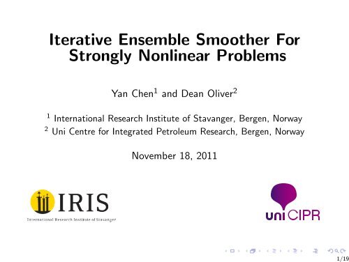 Ensemble Randomized Maximum Likelihood Method (EnRML) as ... Ensemble Randomized Maximum Likelihood Method (EnRML) as ...