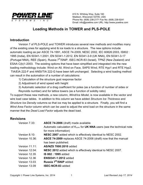 Loading Methods in TOWER and PLS-POLE - Power Line Systems