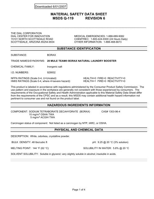 Material Safety Data Sheet (MSDS) (PDF) - OMSI
