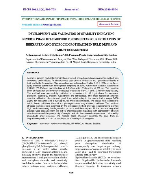 development and validation of stability indicating reverse - ijpcbs
