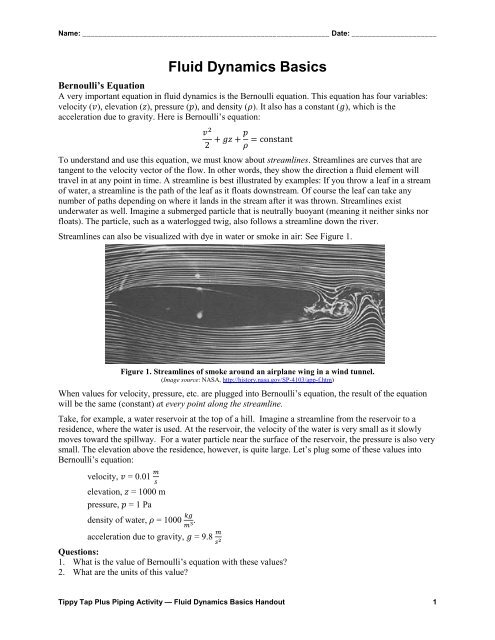 Fluid Dynamics Basics Handout - Teach Engineering