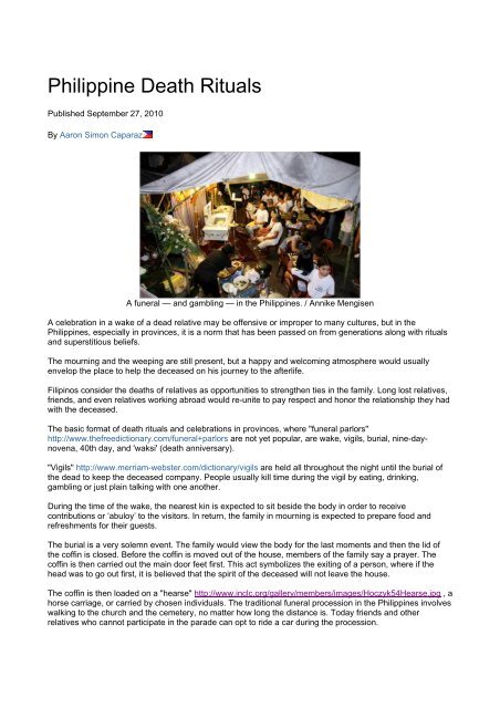 Philippine Death Rituals - Philippine Culture