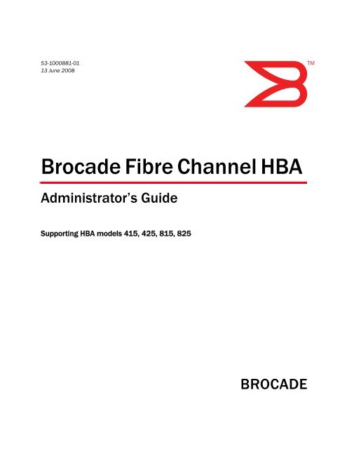 Brocade Fibre Channel HBA Administrator's Guide