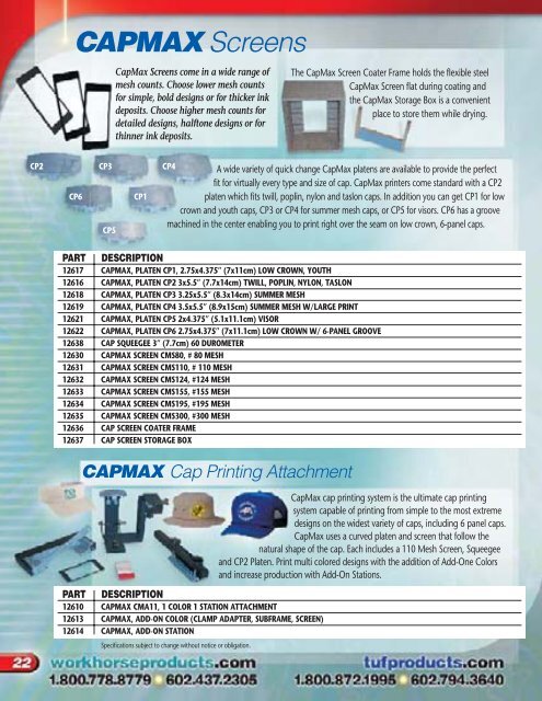 CAPMAX Screens - Workhorse Products