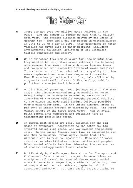 Academic Reading sample task â Identifying information - ielts