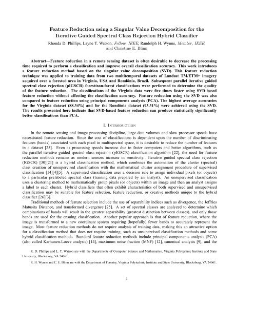 Feature Reduction Using A Singular Value Decomposition For The