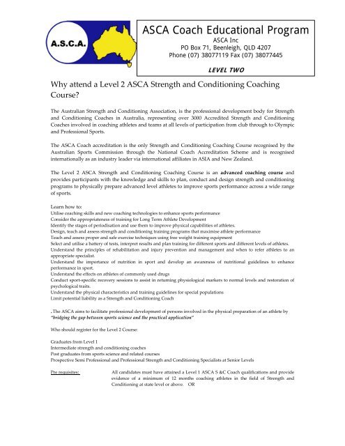 ASCA Coach Educational Program - Gymnastics Australia