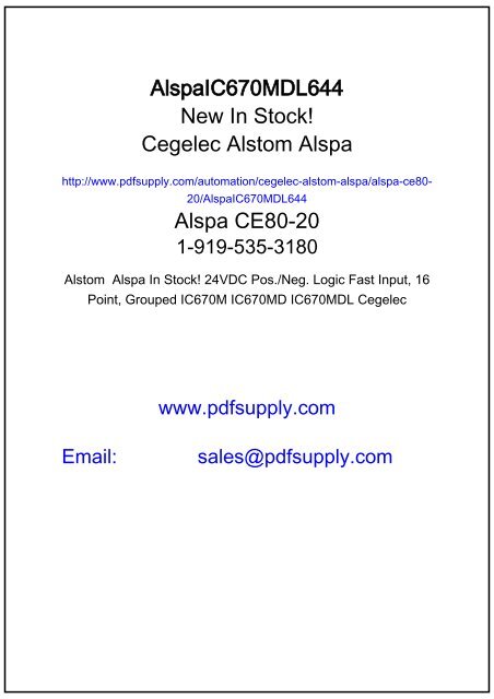 Alspa CE80–20 FIP Bus Interface Unit User's Manual
