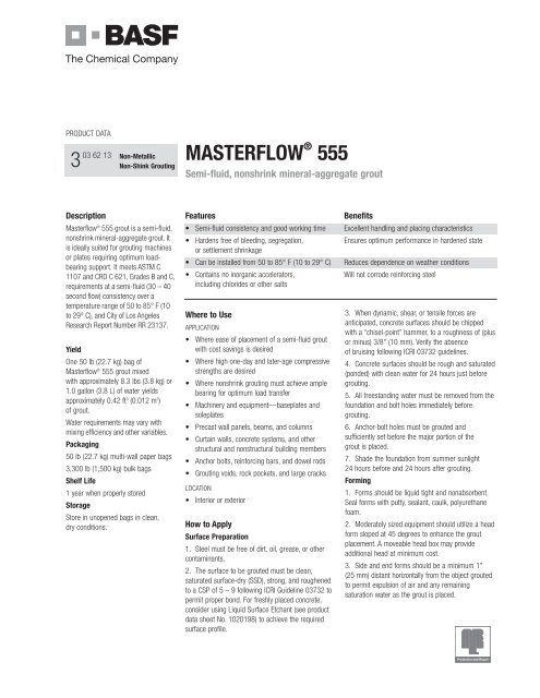 MASTERFLOWÃ‚Â® 555 3 - BASF Construction Chemicals
