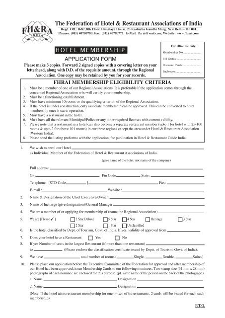 Hotels - Federation of Hotel and Restaurant Associations of India