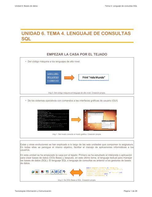 UNIDAD 6. TEMA 4. LENGUAJE DE CONSULTAS SQL - aulAragon