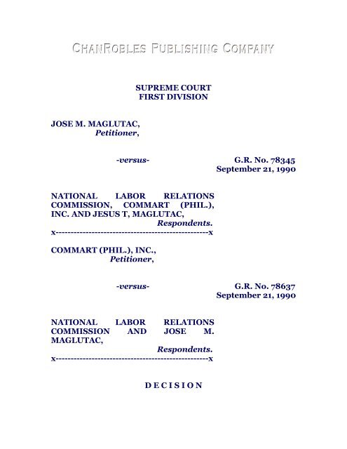 Maglutac vs. NLRC - Chan Robles and Associates Law Firm
