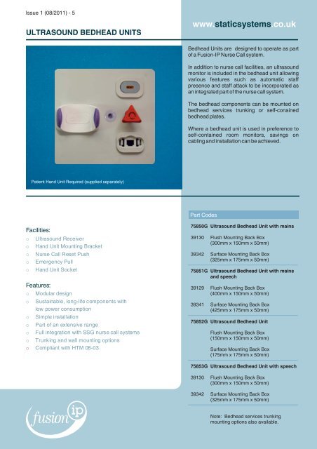Ultrasound Bedhead Units - Static Systems Group plc