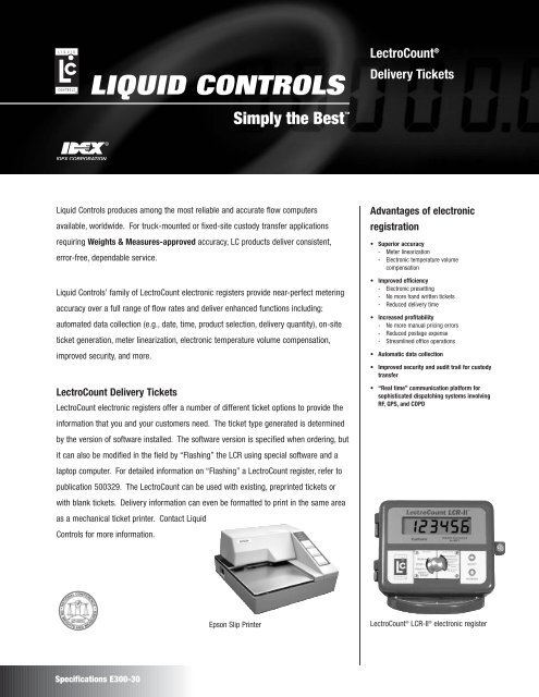 LectroCountÂ® Delivery Tickets - Liquid Controls