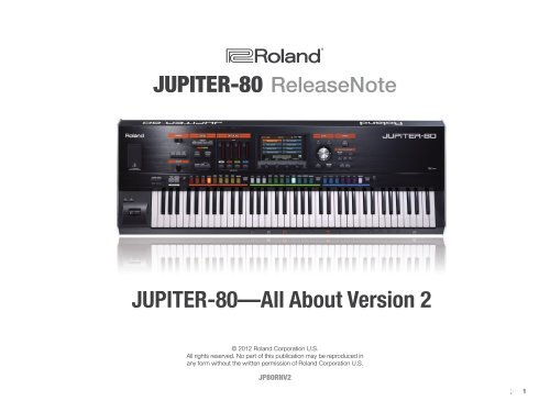 JUPITER-80 Version 2 ReleaseNote - Roland