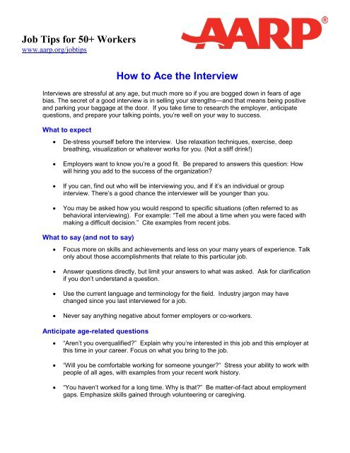How to Ace an Interview - AARP WorkSearch