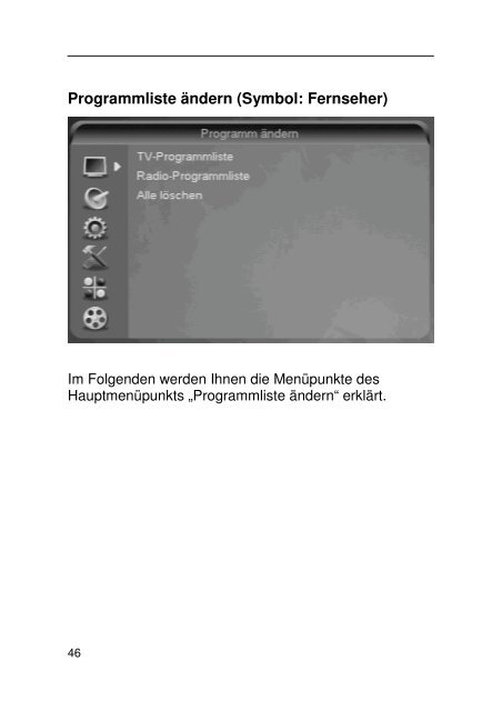 Programmliste ändern (Symbol: Fernseher) - AustriaSat