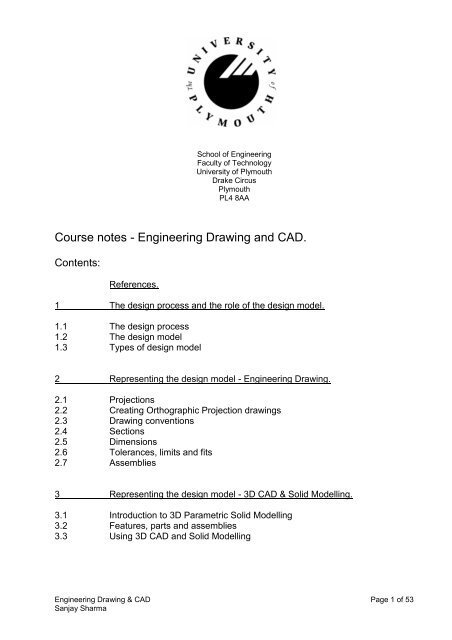 Course notes - Engineering Drawing and CAD. - University of ...