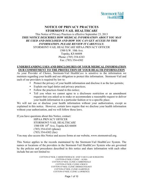 Privacy Policy - Stormont-Vail HealthCare