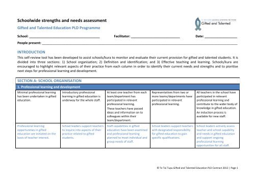 Schoolwide strengths and needs assessment (PDF, 131 KB)
