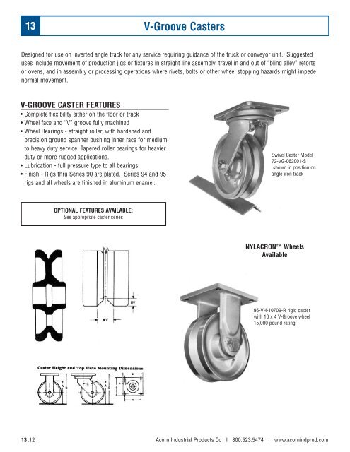 V-Groove Casters PDF - Acorn Industrial Products Co
