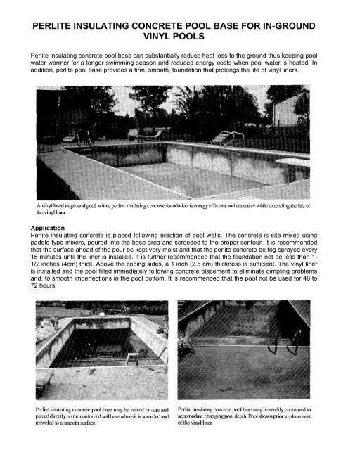 perlite insulating concrete pool base for in-ground ... - Perlite Institute
