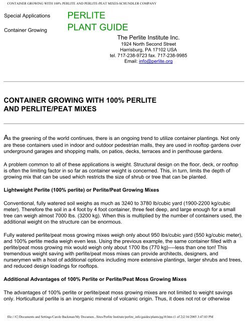 CONTAINER GROWING WITH 100% PERLITE ... - Perlite Institute