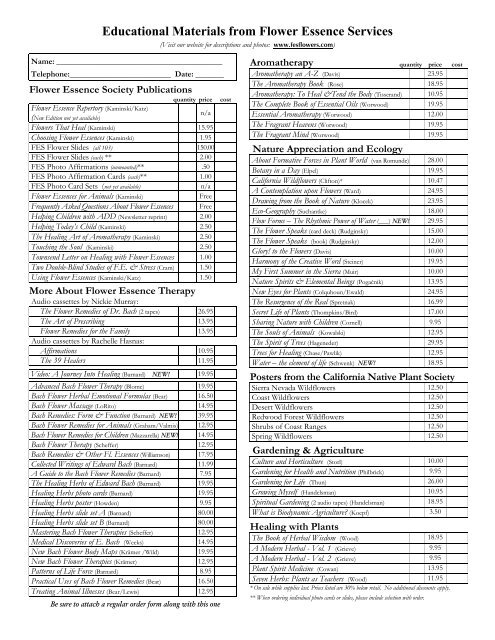 Bach Flower Chart | Best Flower Site