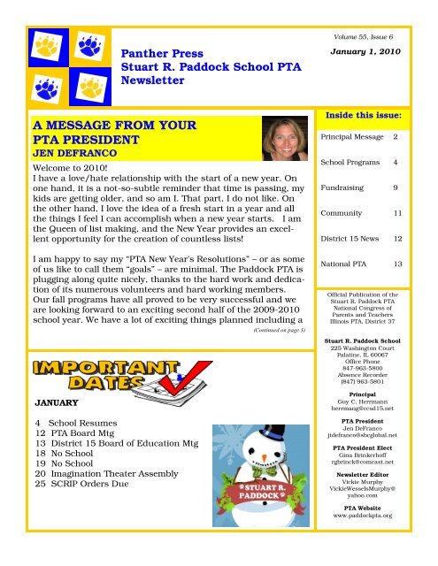 January 2010 - Stuart R. Paddock PTA