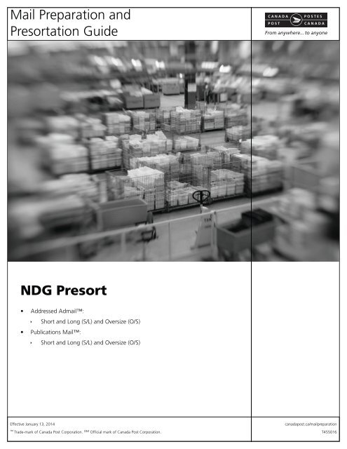 Mail Preparation and Presortation Guide NDG Presort - Canada Post
