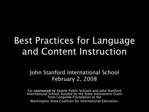 Best Practices for Language and Content Instruction - International ...