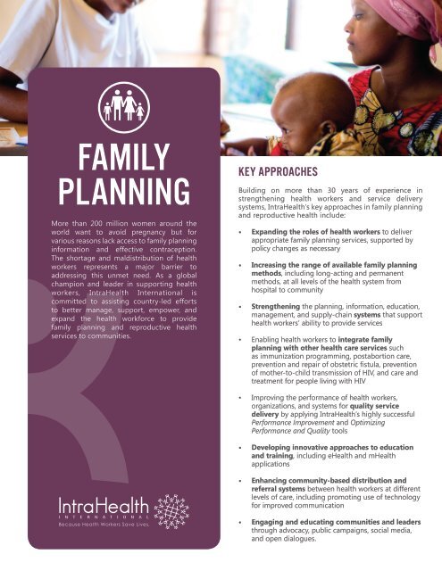Family Planning and Reproductive Health Overview - IntraHealth ...