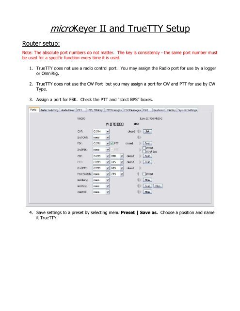 micro Keyer II and TrueTTY Setup - microHAM