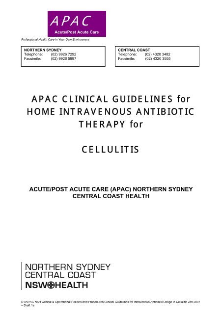 APAC Clinical Guidelines for Home Intravenous Antibiotic ... - ARCHI