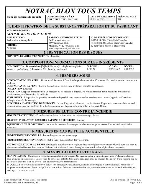 NOTRAC BLOX TOUS TEMPS - Bell Laboratories