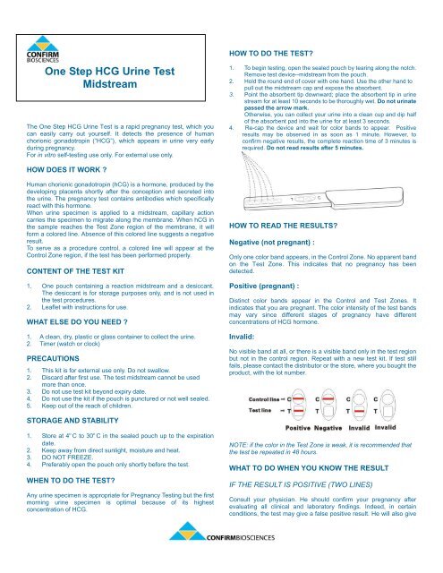 One Step HCG Urine Test Midstream - Confirm BioSciences