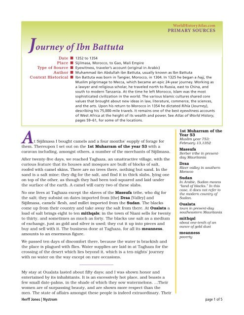 Travels of Ibn Battuta - Nystrom's World History Atlas website