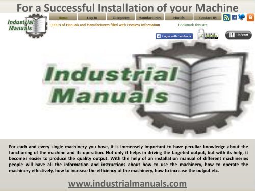 For a Successful Installation of your Machine