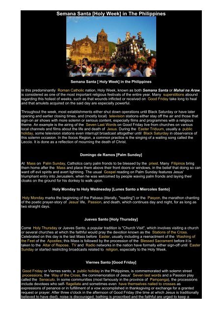 Semana Santa [Holy Week] in The Philippines - The Roman ...