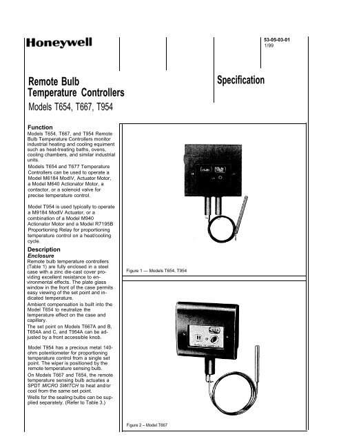 Remote Bulb Temperature Controllers Specification