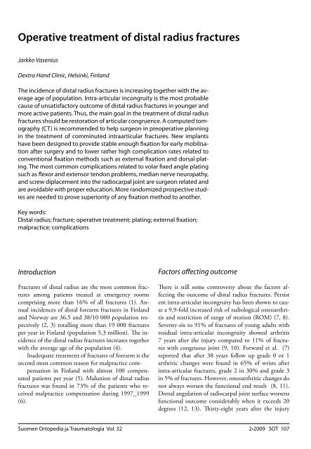 Operative treatment of distal radius fractures