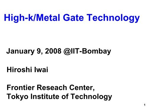 High-k/Metal Gate Technology