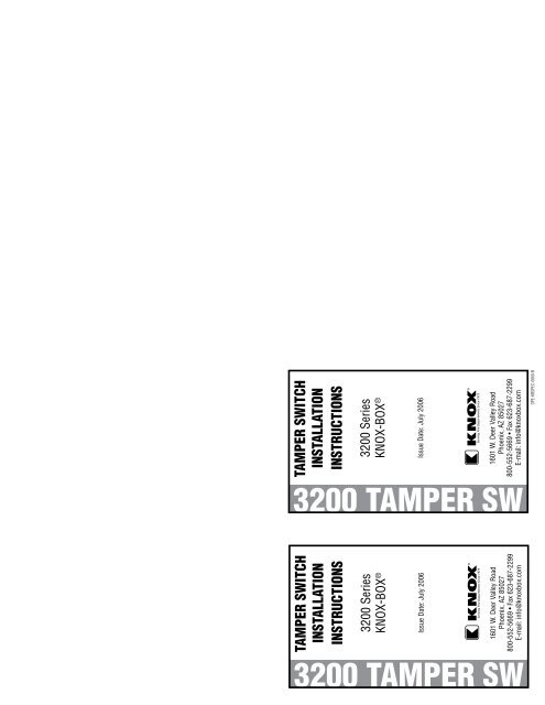TAMPER SWITCH INSTALLATIO