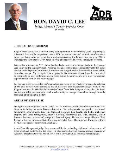 HON. DAVID C. LEE - ADR Services, Inc.