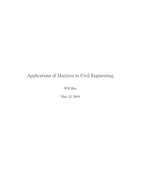 Applications of Matrices to Civil Engineering