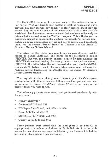 VISICALC® Advanced Versi