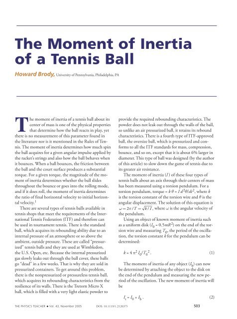 The moment of inertia of a tennis ball