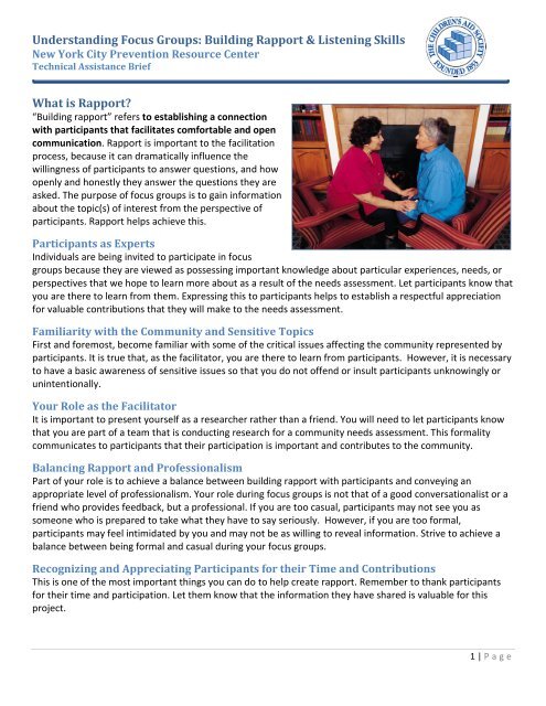 Understanding Focus Groups: Building Rapport & Listening Skills ...