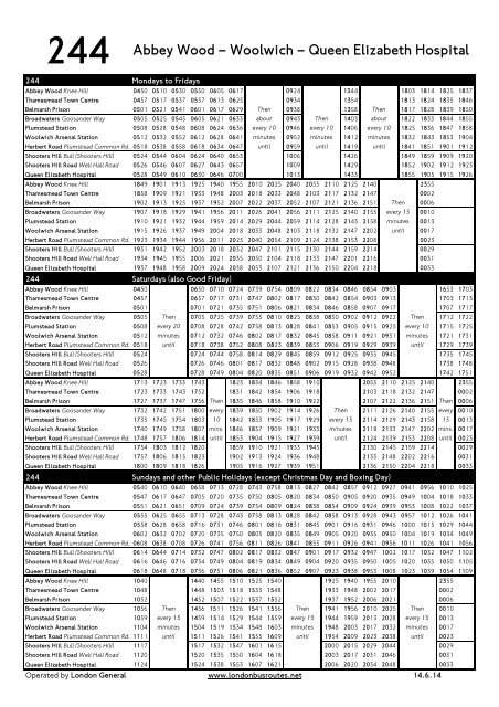 244 - London Bus Routes