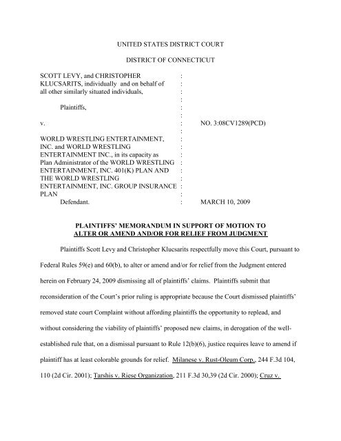 motion to alter/amend the judgment - Connecticut Employment Law ...